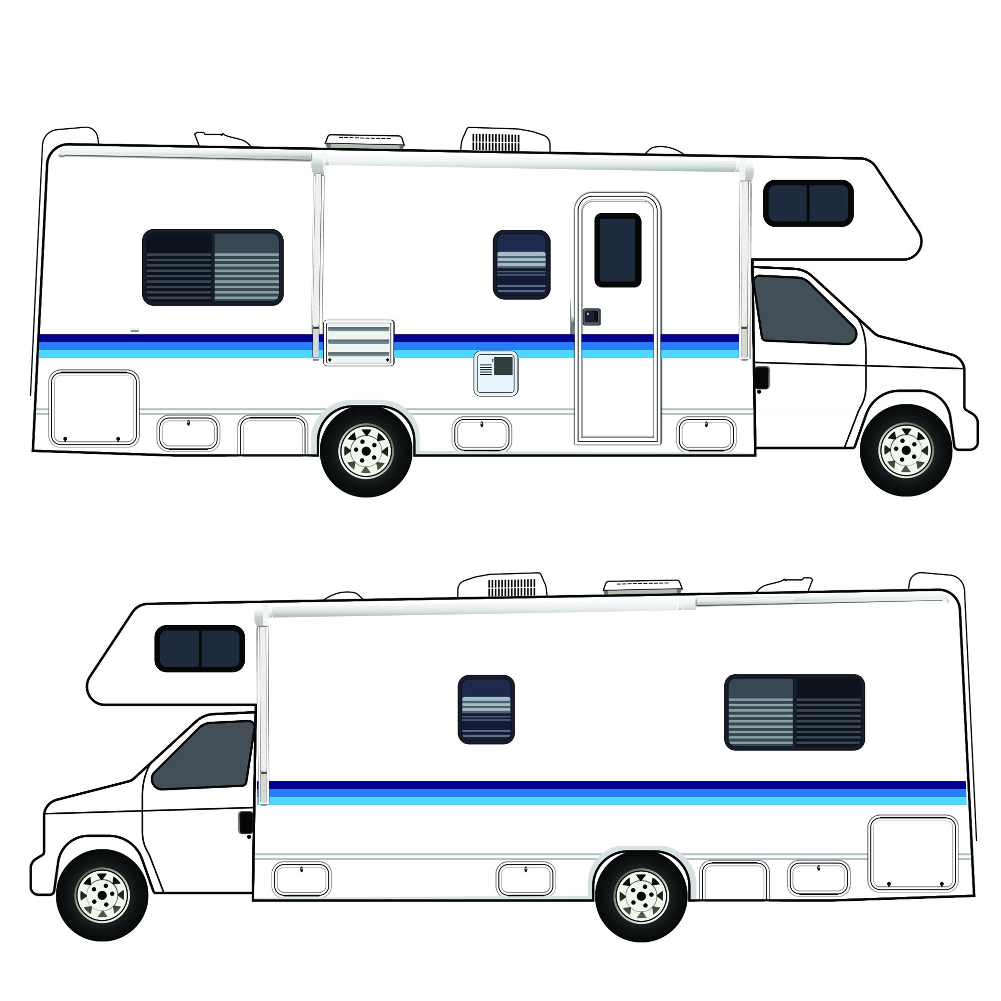 Motor Home Blue Retro Stripes Decals RV Graphics Vinyl Kits - Etsy Canada