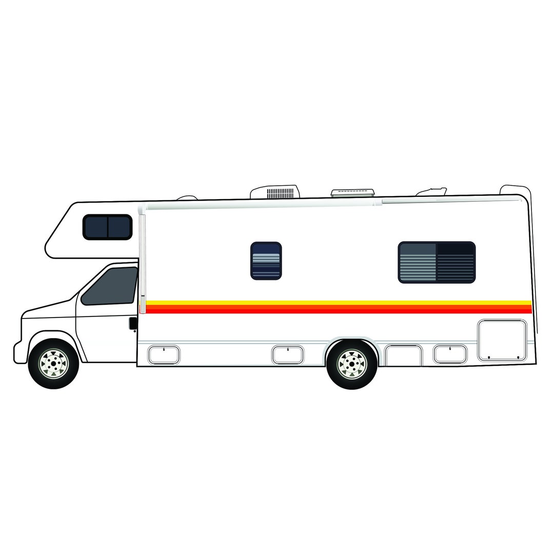 Motor Home Red Orange Yellow Retro Stripes Decals RV Graphics Vinyl ...