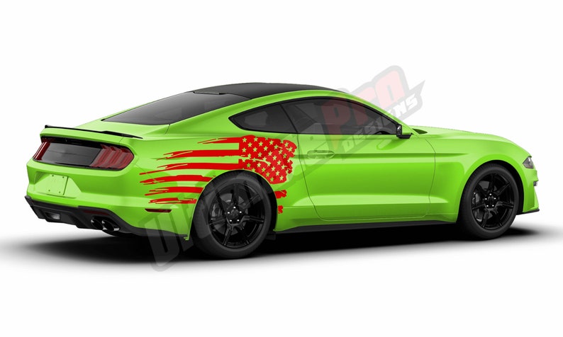 2x Decal Compatible With Ford Mustang Side Fender US Flag Wrap Decal ...