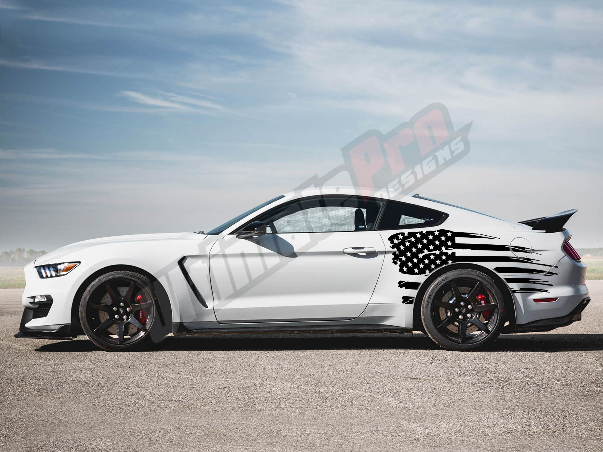 2x Decal Compatible With Ford Mustang Side Fender US Flag Wrap Decal ...