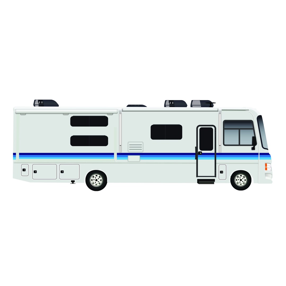 Motor Home Blue Retro Stripes Decals RV Graphics Vinyl Kits Replacement ...