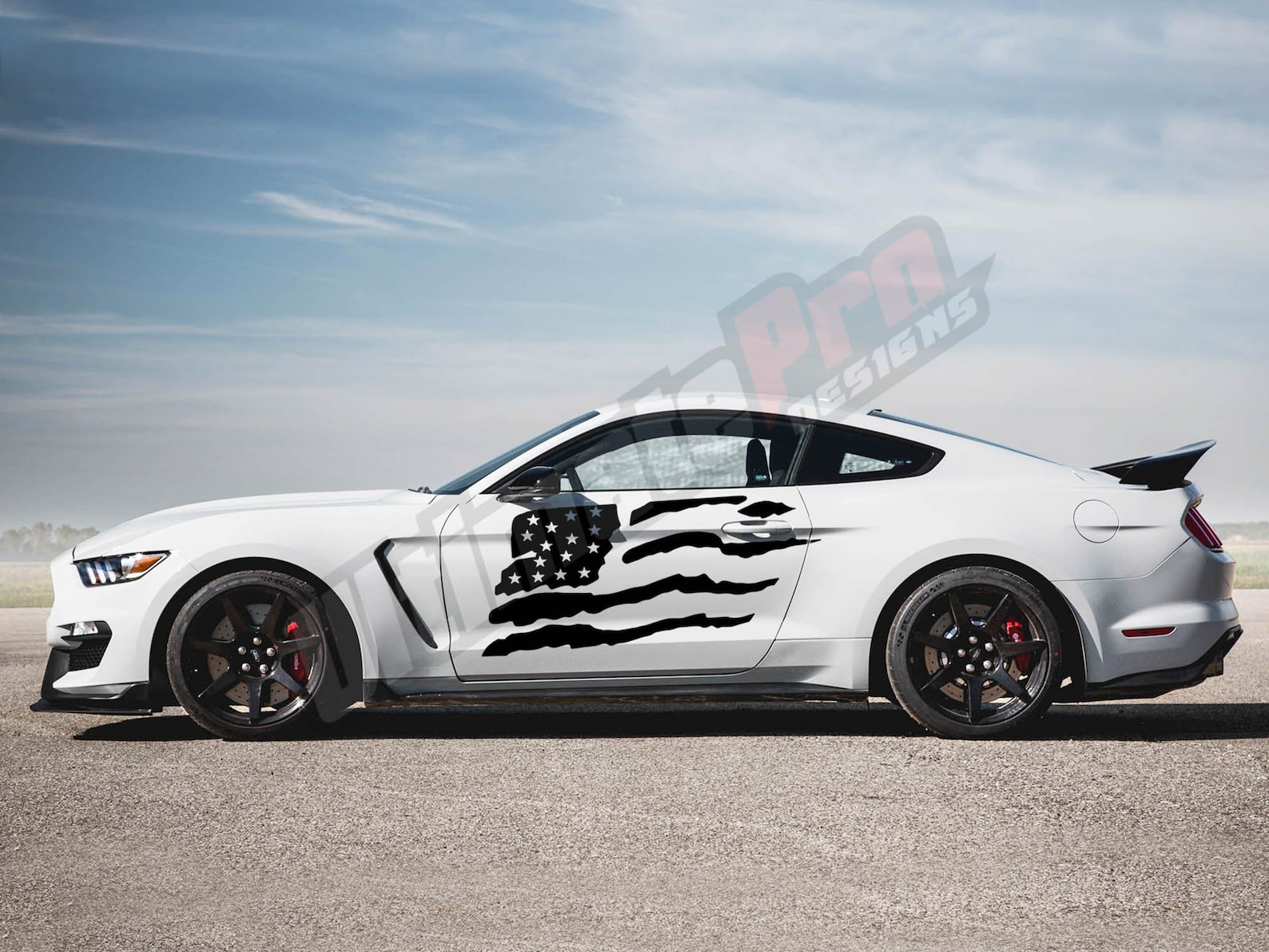 Side Decal Sticker US Flag Compatible With Ford Mustang Side Door Sport ...