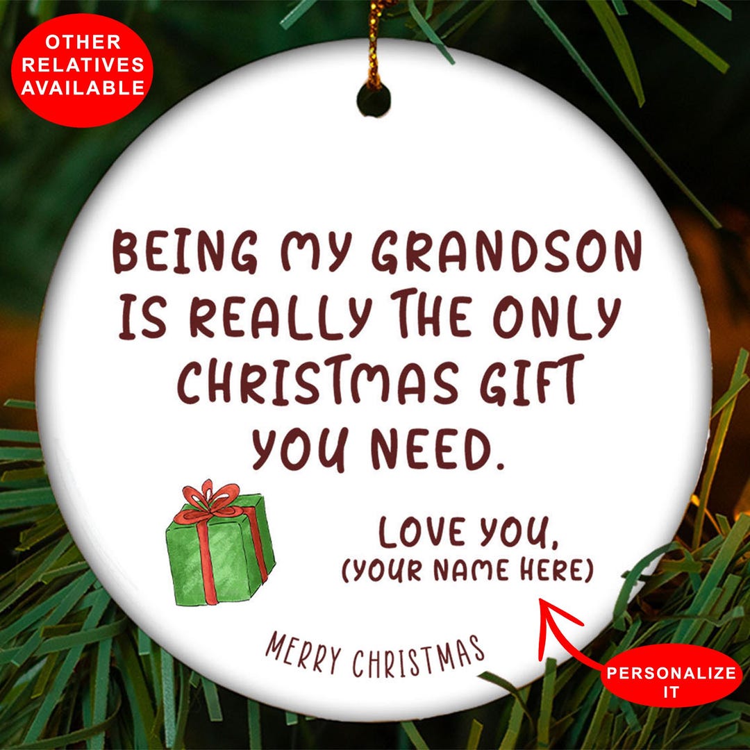 Funny Personalized Grandson Gift / Grandson Christmas Ornament / Being ...
