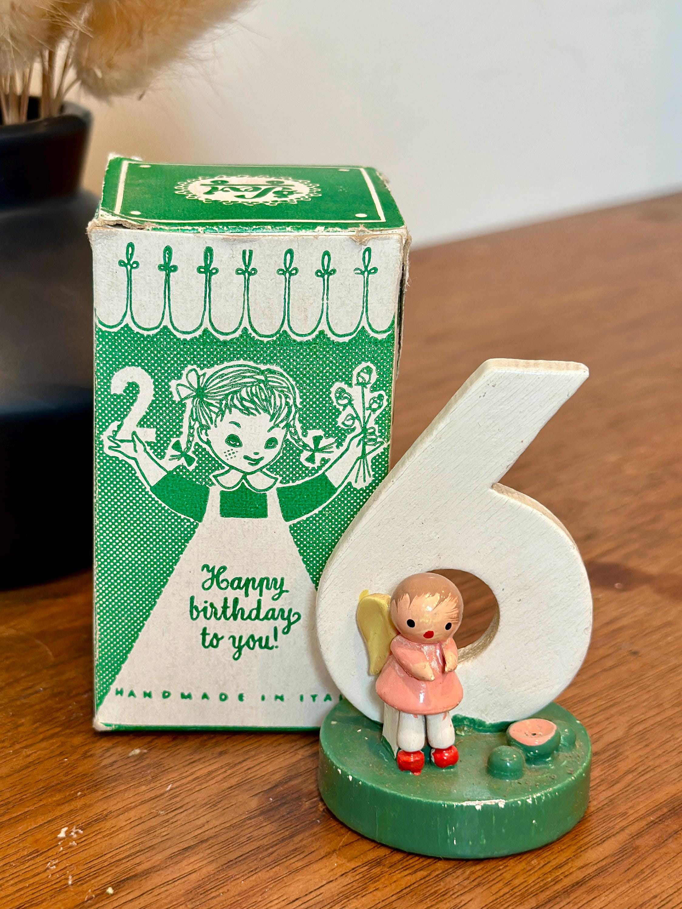 Vintage Sevi 6 Wood Cake Topper in Orignal Box - Etsy