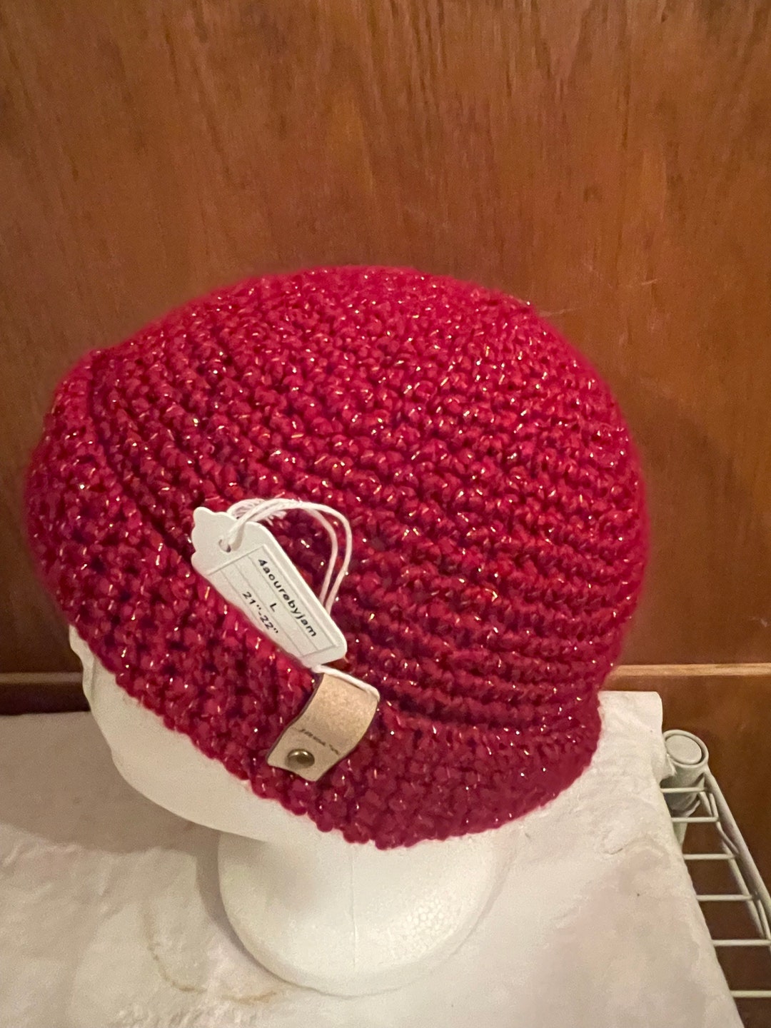 Handmade Burgundy Twinkle Rolled Brim Beanie - Etsy