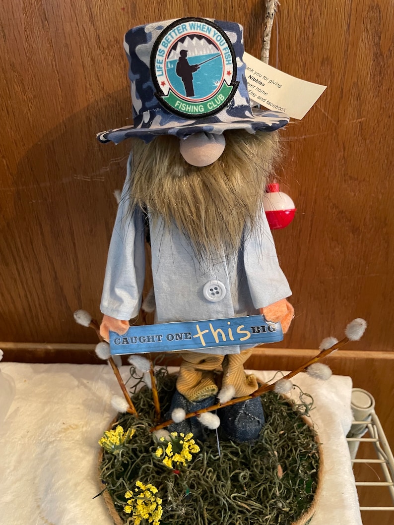 Gnome. Nibbles the Fishing Gnome - Etsy
