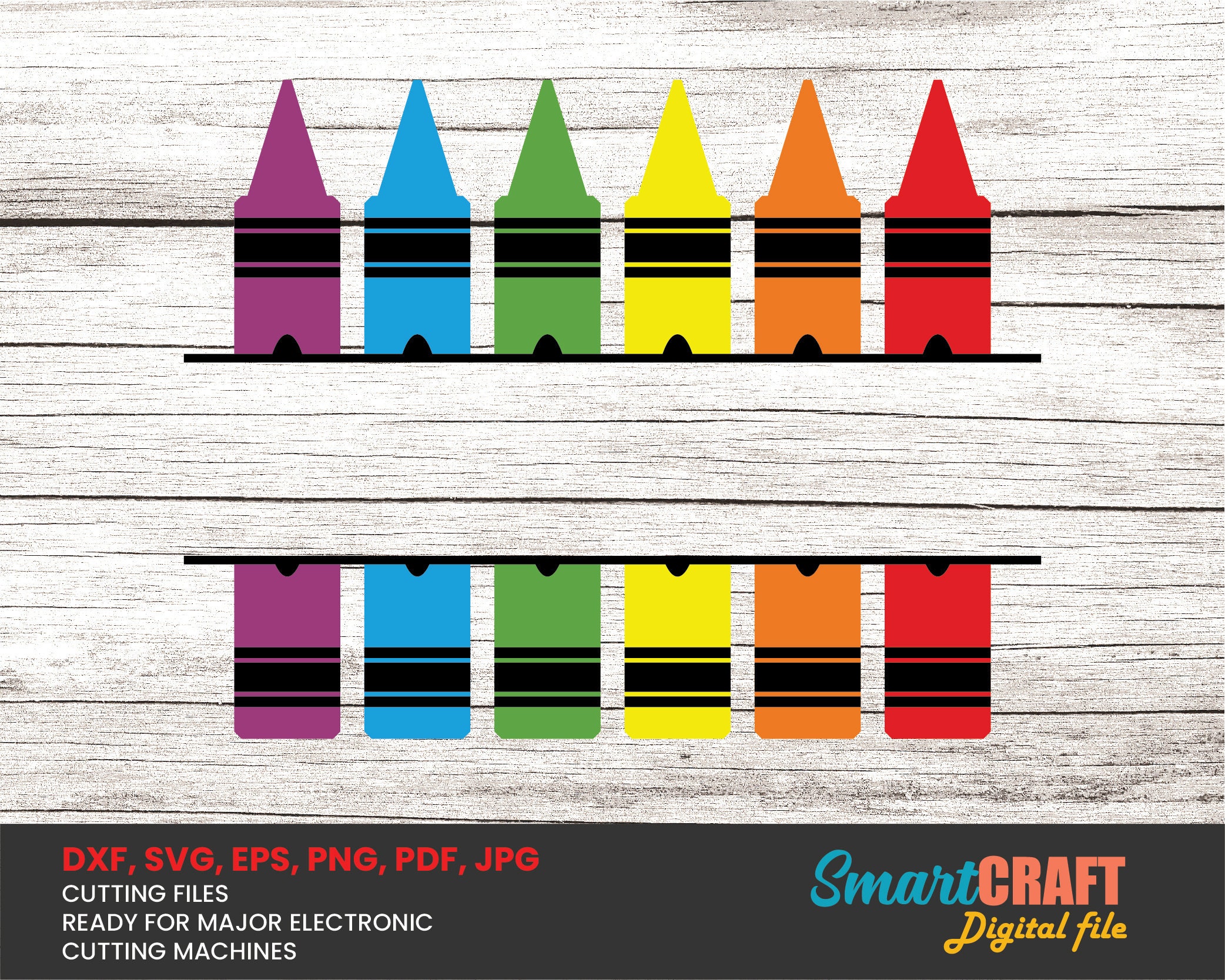 Crayon Split Monogram Svg Teacher Crayon Svg High Resolution Etsy