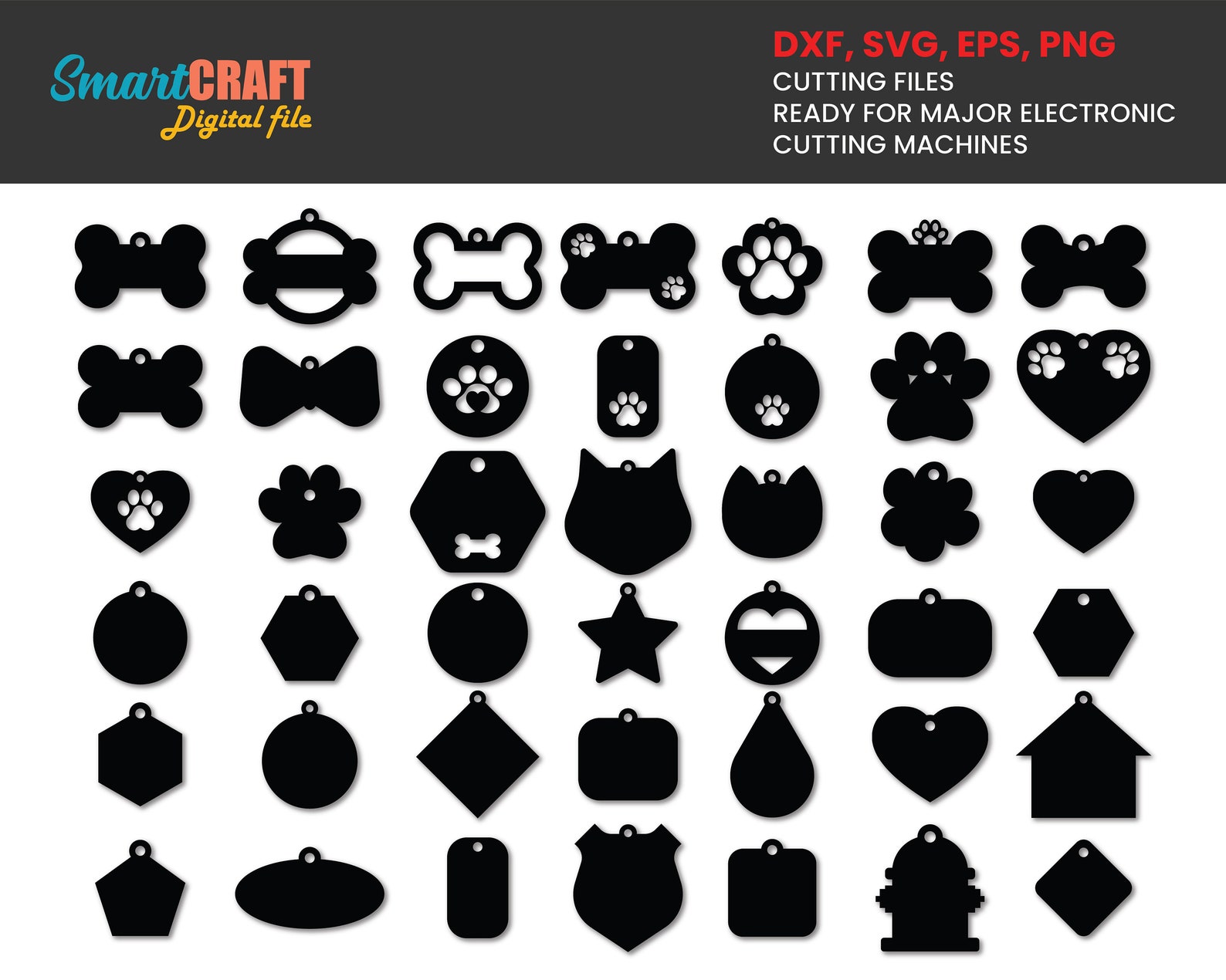 Pet Tags SVG Dog ID Tags Cat ID Tags Dog collar svg Bone | Etsy