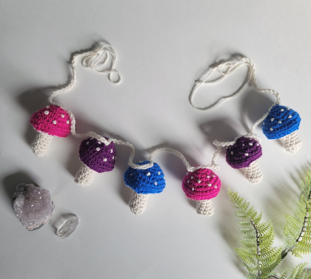 Crochet Bisexual Pride Mushroom Garland Crochet Pride Decor Handmade ...