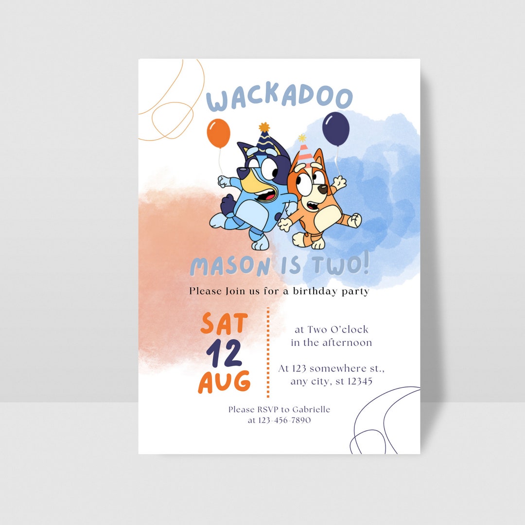 Invitación de cumpleaños de Bluey, invitación de cumpleaños de Bluey ...