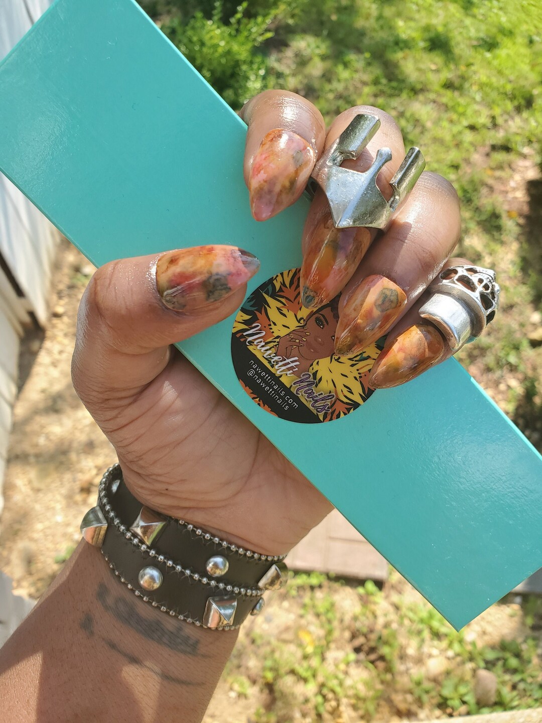 Multi Color Marble Inspired Ink Nails - Water Color Nails | Press on ...