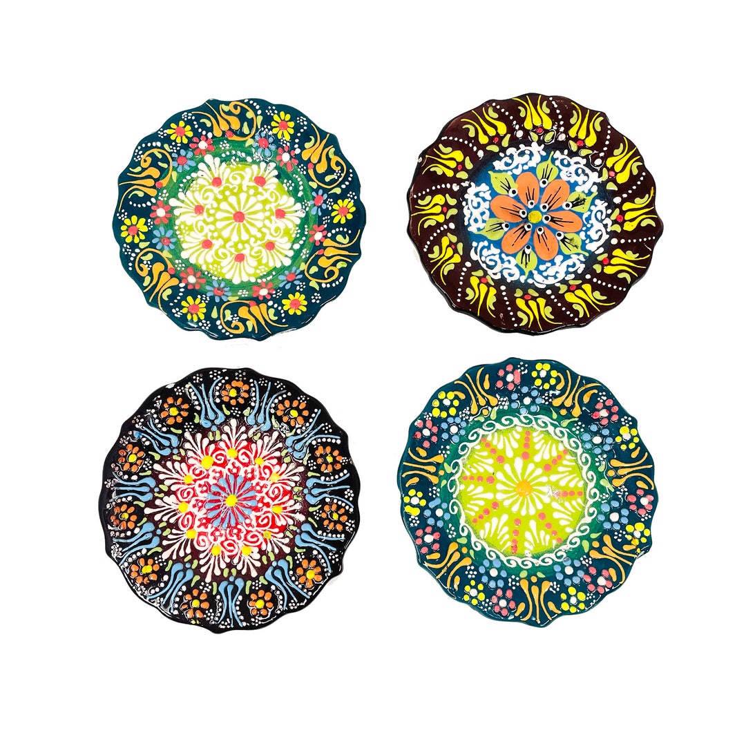 6 Turkish Handmade Hand Painted Ceramic Plate Floral Pattern Plate 4 ...