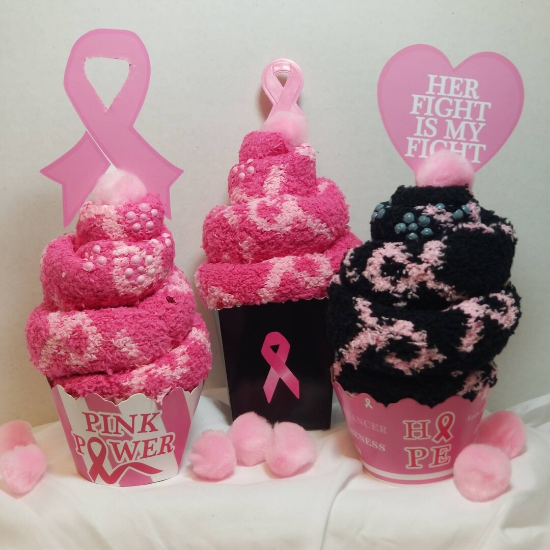 Cancer Sock Gift, Breast Cancer, Fuzzy Cupcake Socks, Breast Cancer ...