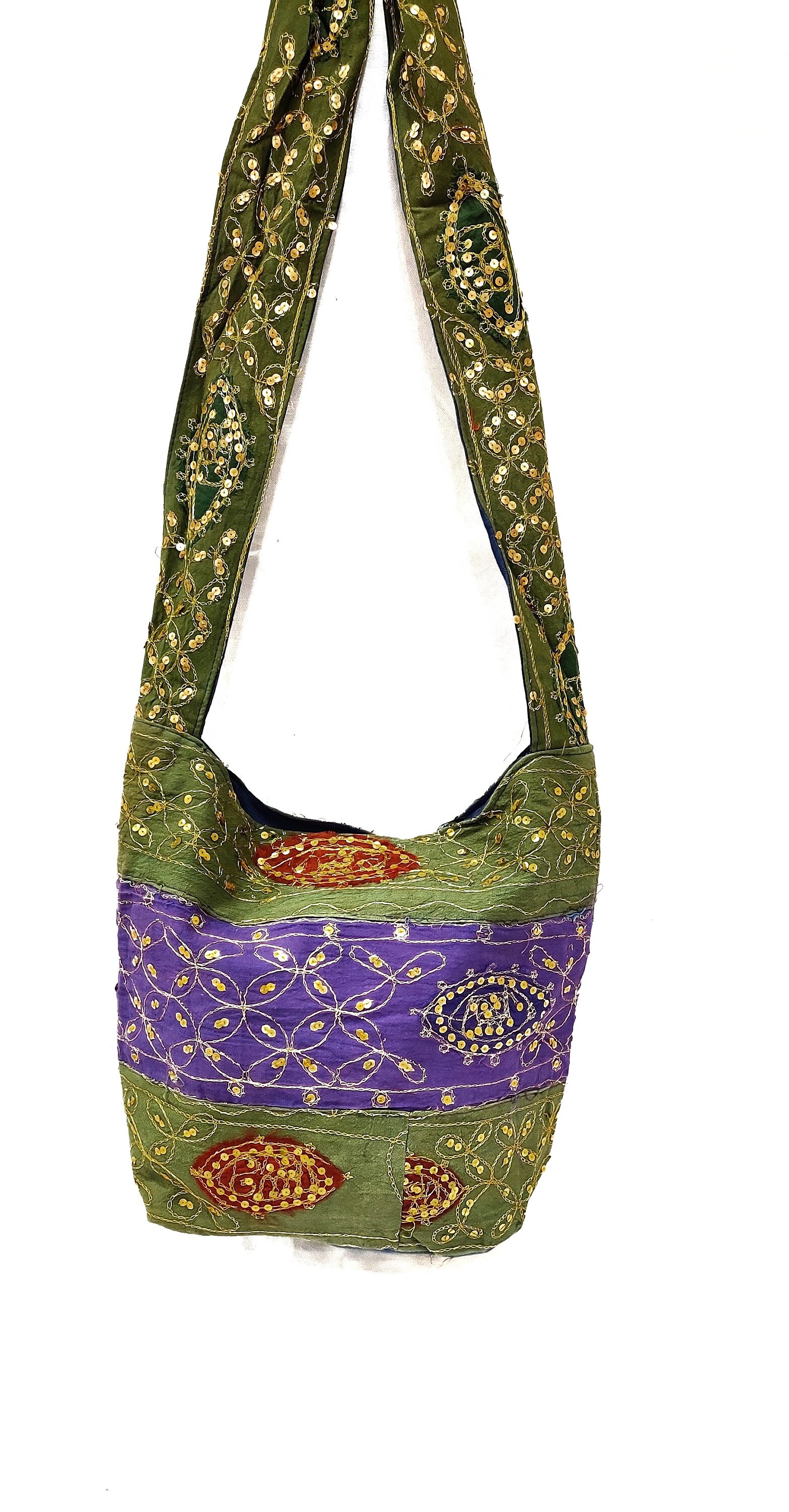 Traditional Indian Bohemian Golden Hand Embroidered Shoulder Bag With ...