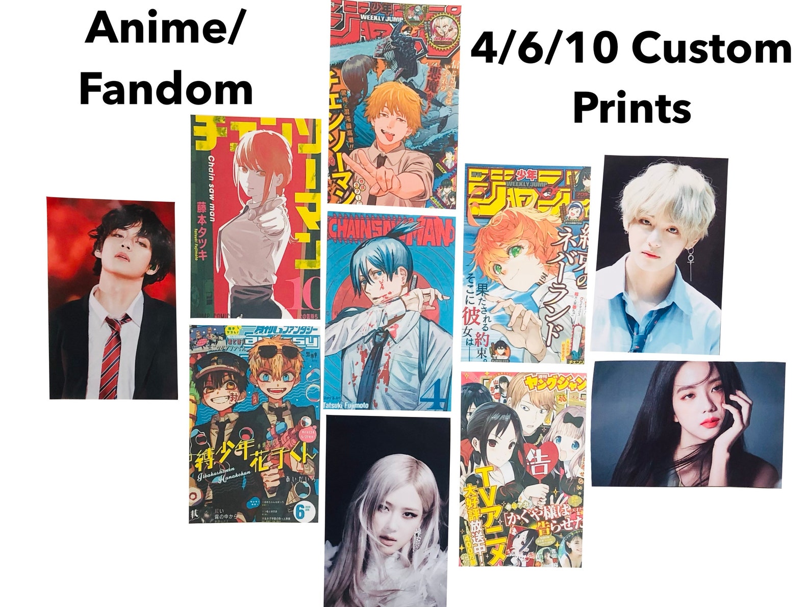 4/6/10 Custom Colored Anime/fandom 8.5 X 5.5 Prints Anime / - Etsy