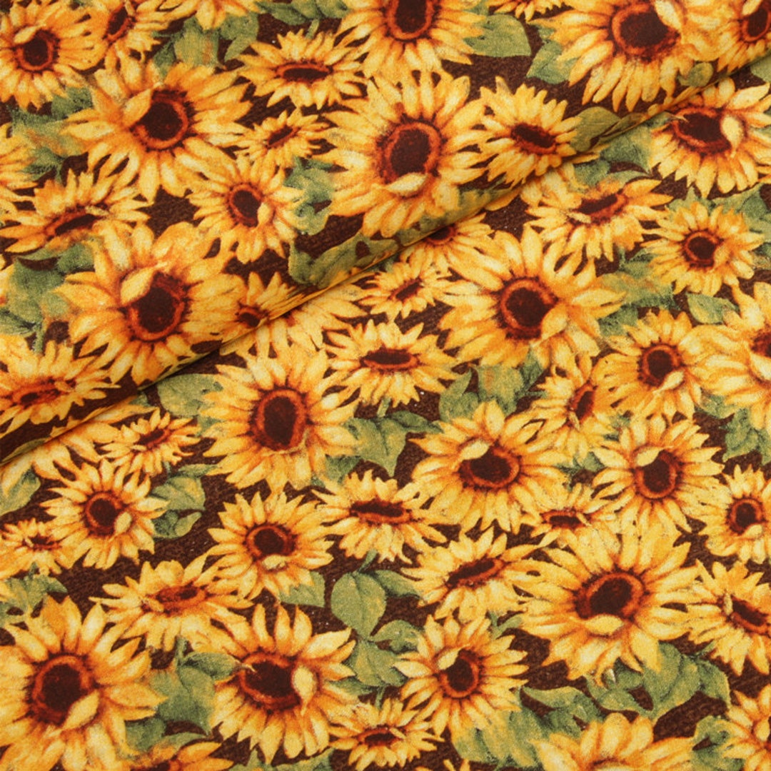 Sunflower Fabric, Floral Fabric, 100% Cotton Fabric, Flower Fabric ...