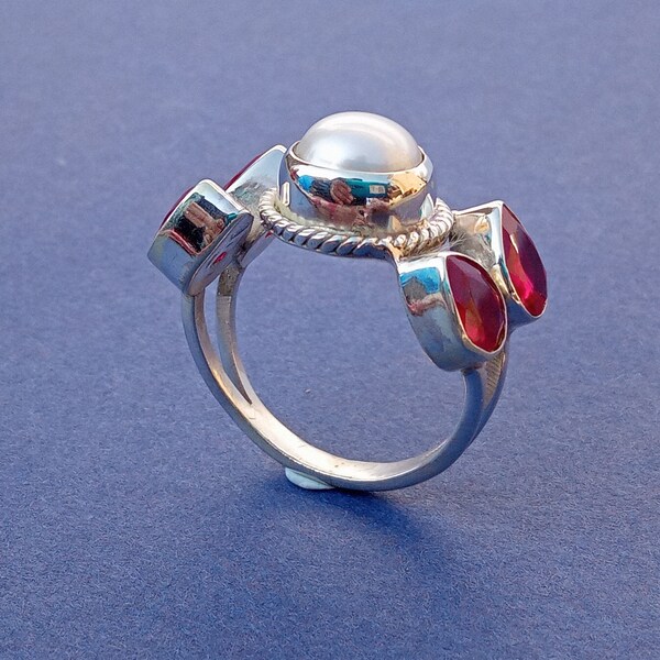 Ruby Pearl Ring - Etsy