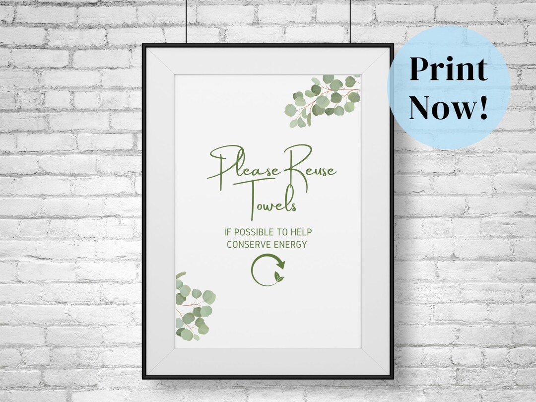 Reuse Towels Printable Sign, Airbnb Host Template, Vacation Rental Sign ...