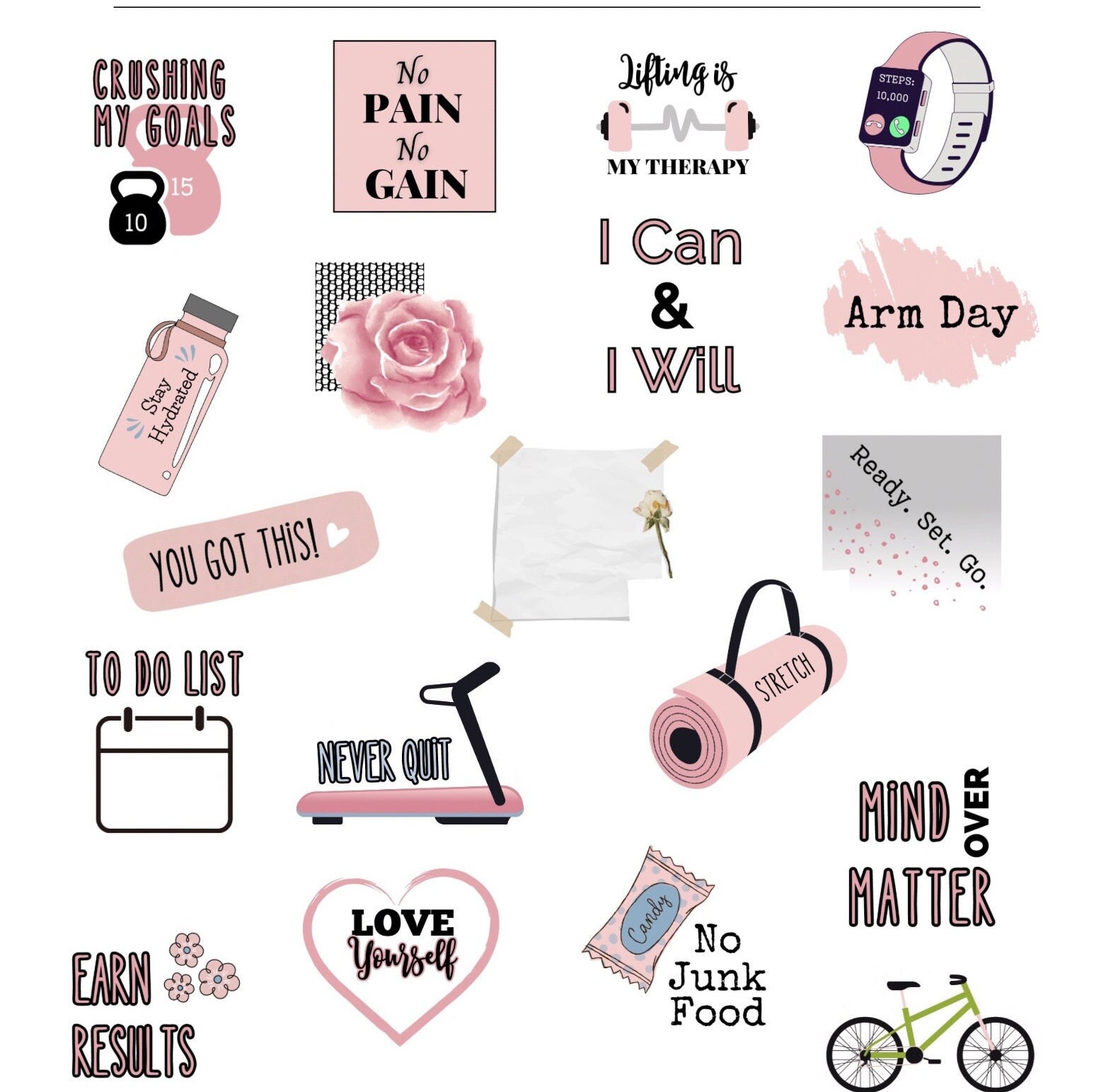 Goodnotes Fitness Stickers: Digital Planner Decorations (PNG) - Etsy