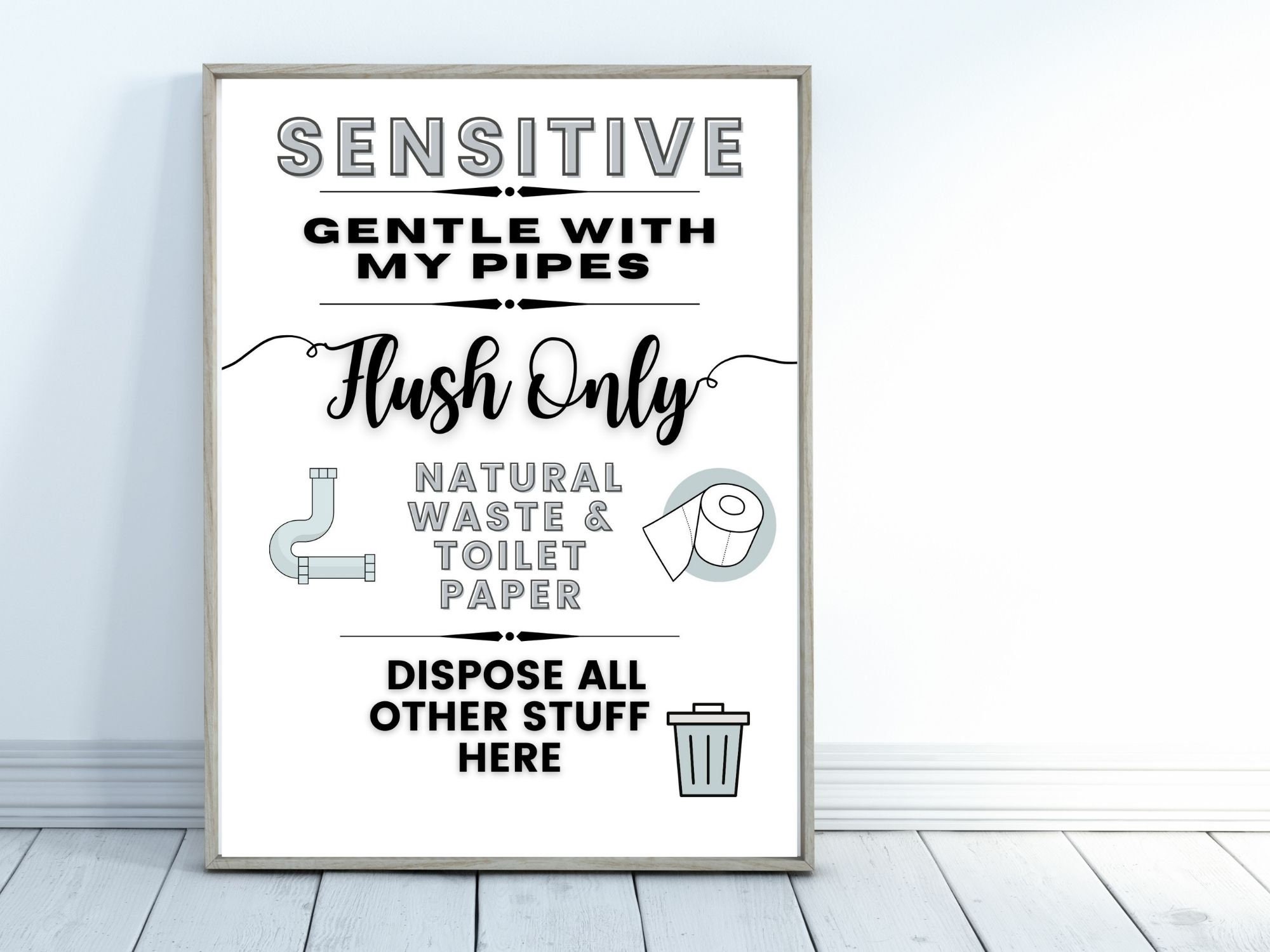 Sensitive Plumbing, Septic Sign, Flush Only Toilet Paper, No Feminine ...