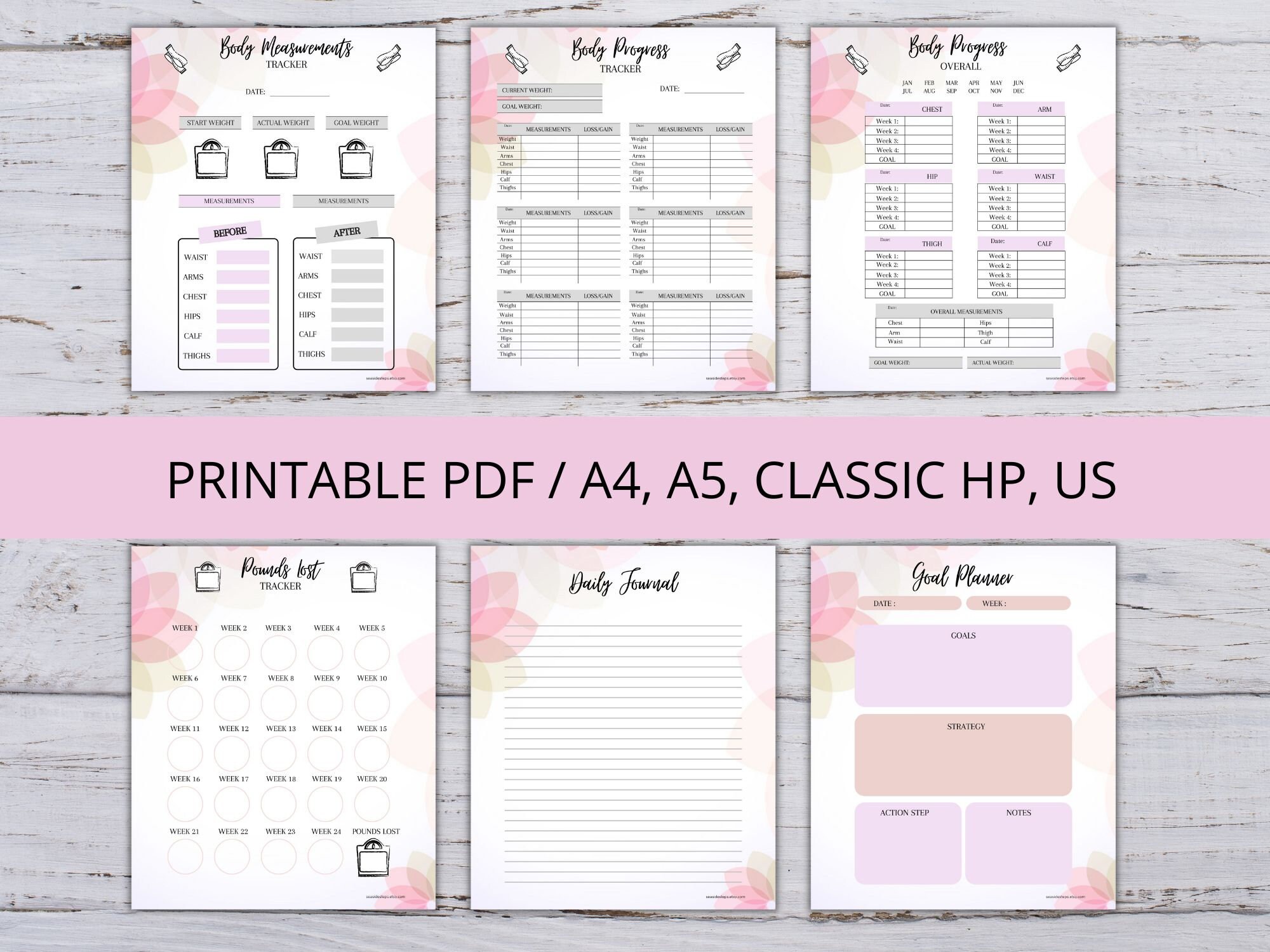 Body Measurement Tracker, Weight Loss Tracker, Body Progress Planner ...