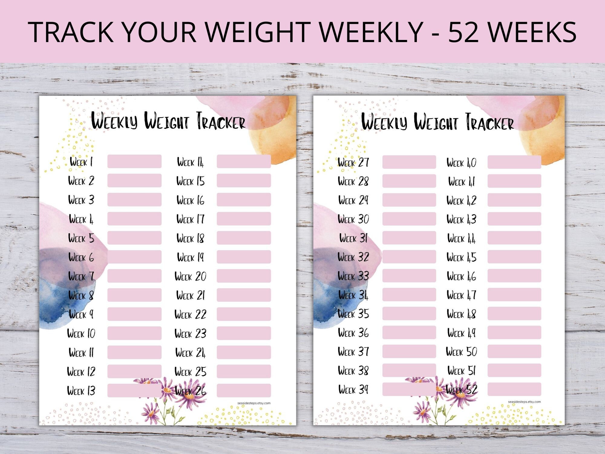 Weight Loss Tracker Printable 75 Lbs, Digital Weight Loss Chart, Weight ...