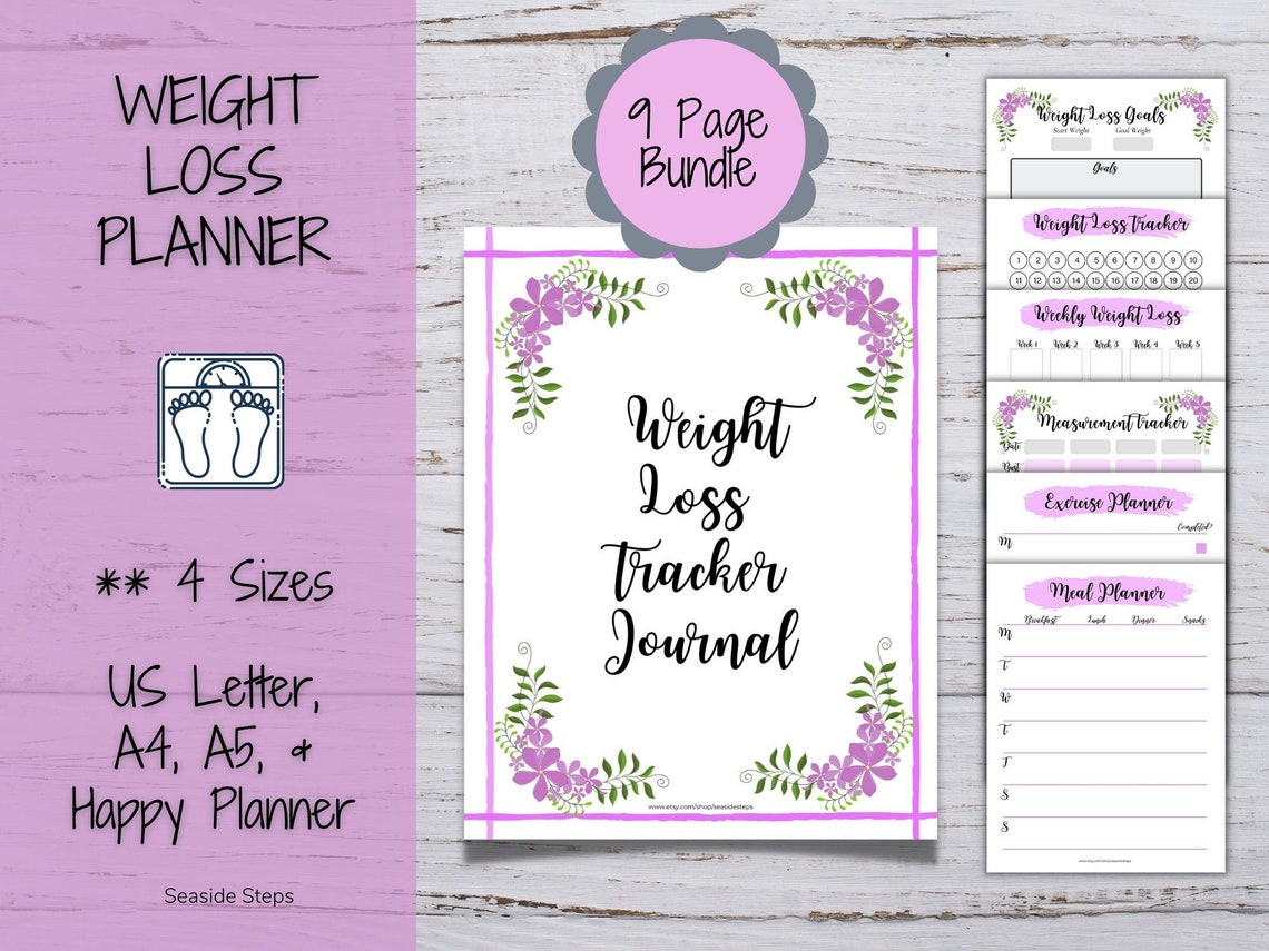 Weight Loss Tracker Journal Printable Weight Loss Chart Wkly | Etsy