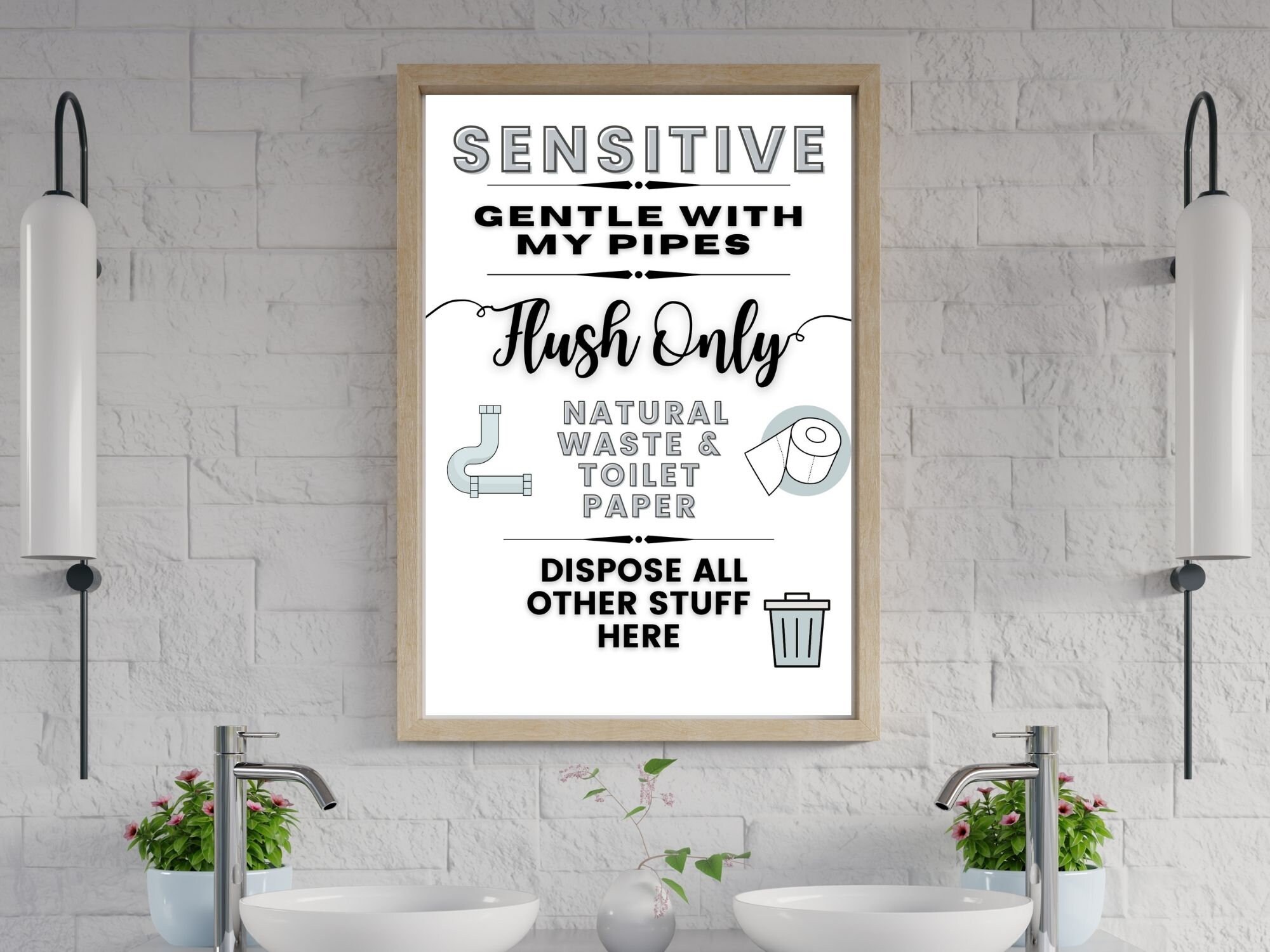 Sensitive Plumbing Septic Sign Flush Only Toilet Paper No - Etsy