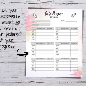 Body Measurement Tracker Weight Loss Tracker Body Progress | Etsy