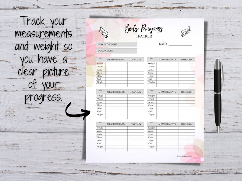 Body Measurement Tracker Weight Loss Tracker Body Progress | Etsy