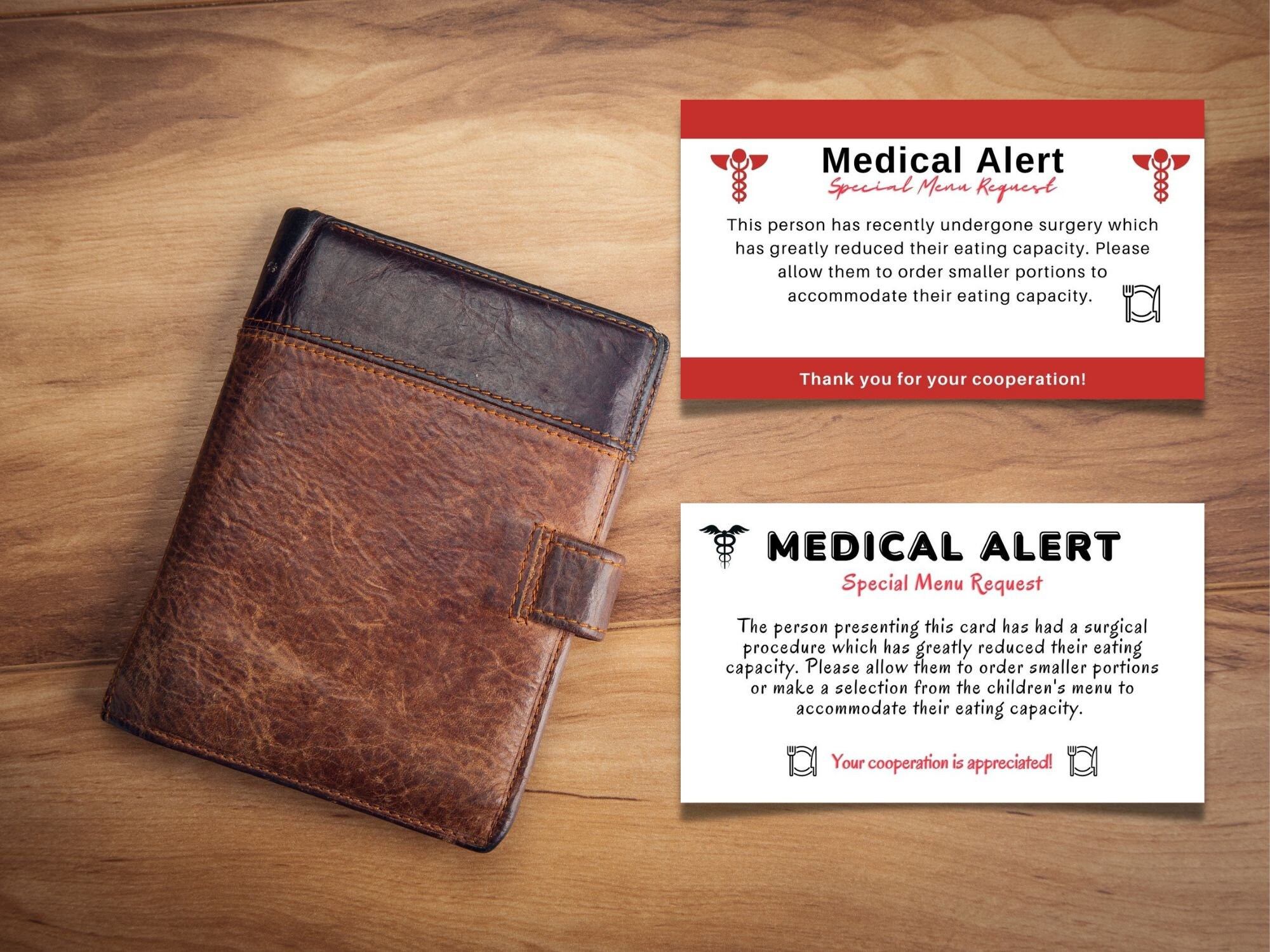 Bariatric Surgery Medical Alert Card: Special Menu Request (printable ...