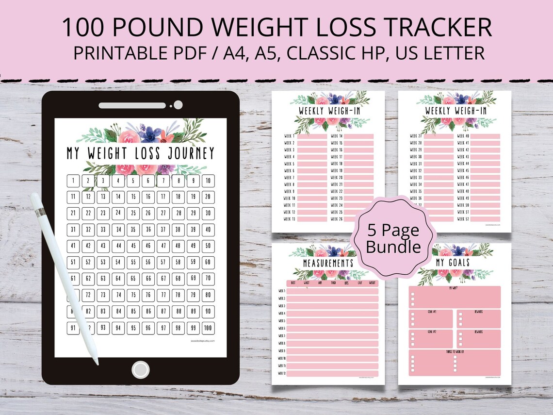 Weight Loss Tracker 100 Lbs Lost Printable Digital Weight - Etsy