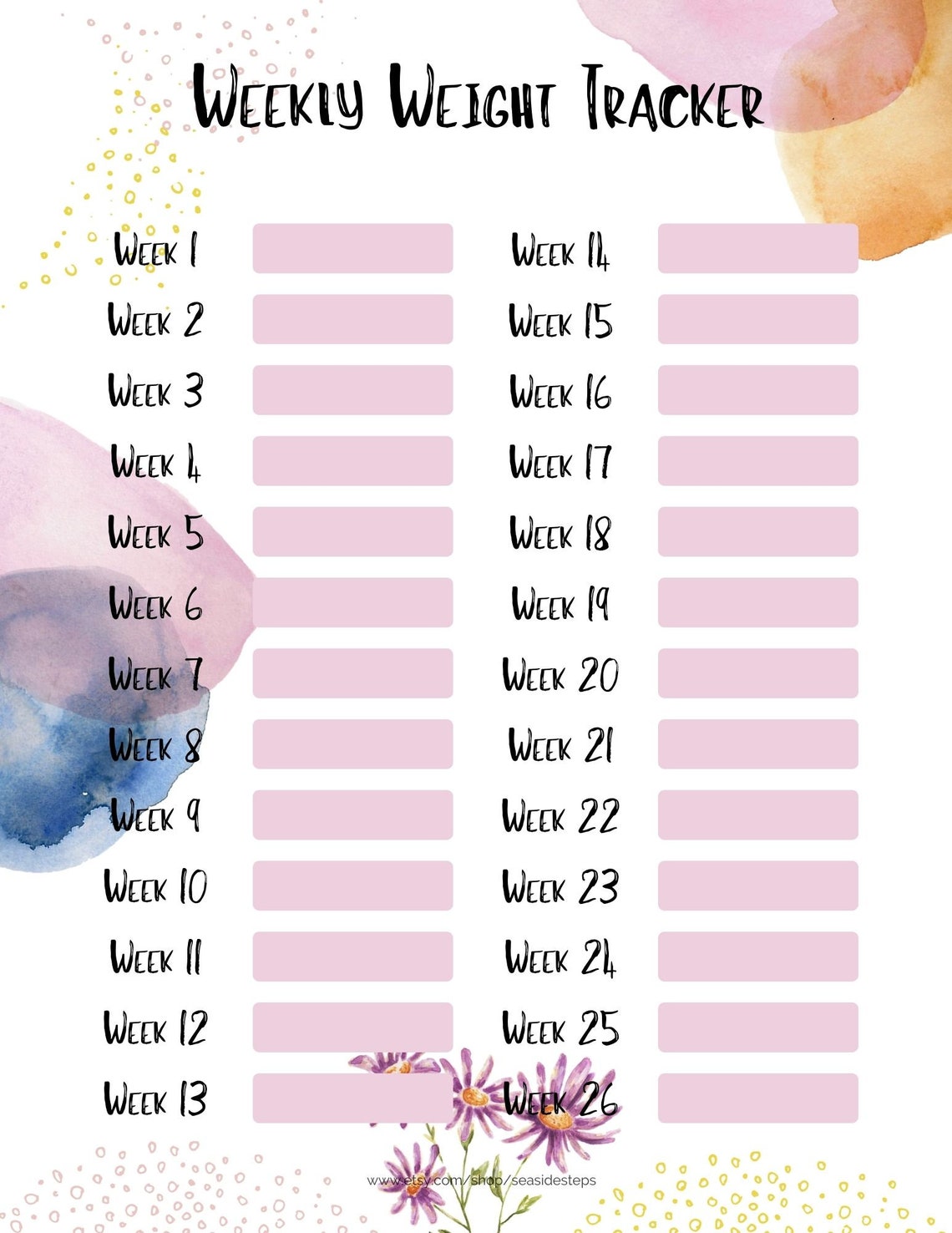 Weight Loss Tracker Printable 75 lbs Digital Weight Loss | Etsy