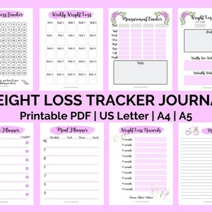 Weight Loss Tracker Journal Printable Weight Loss Chart Wkly | Etsy