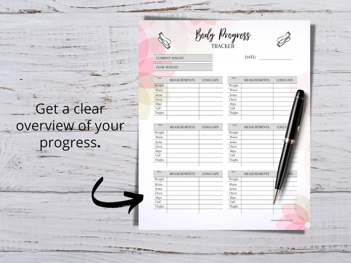 Body Measurement Tracker Weight Loss Tracker Body Progress - Etsy