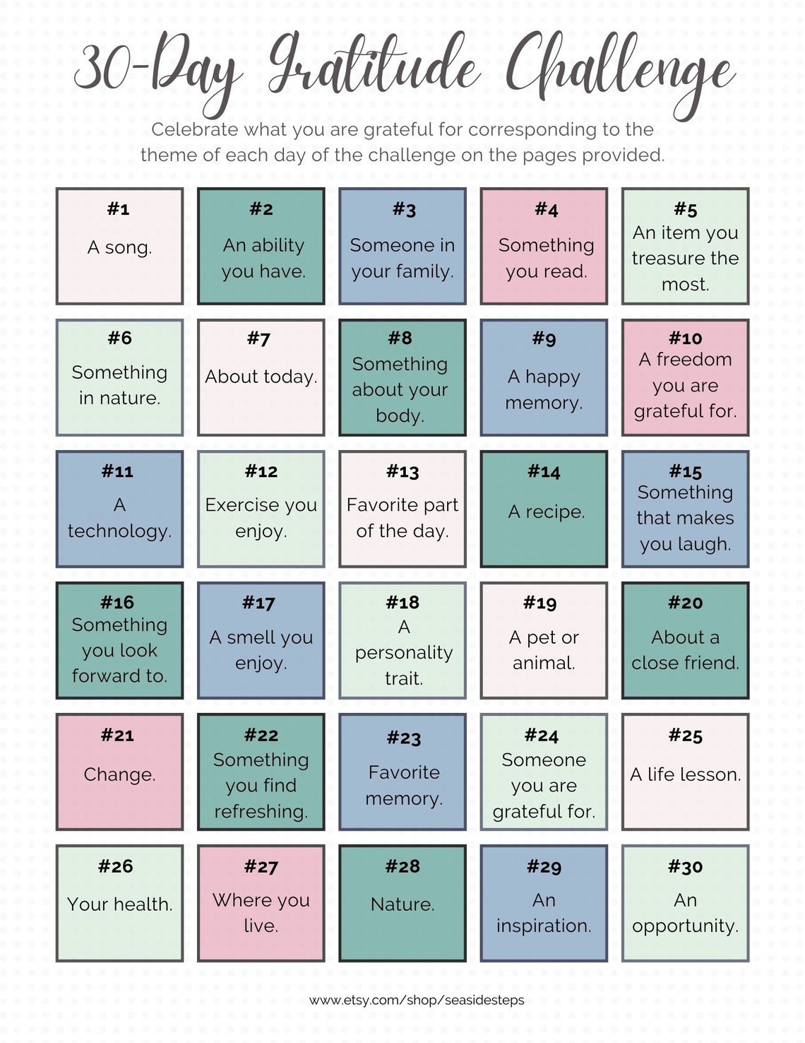 30-Day Gratitude Challenge Daily Gratitude Journal | Etsy