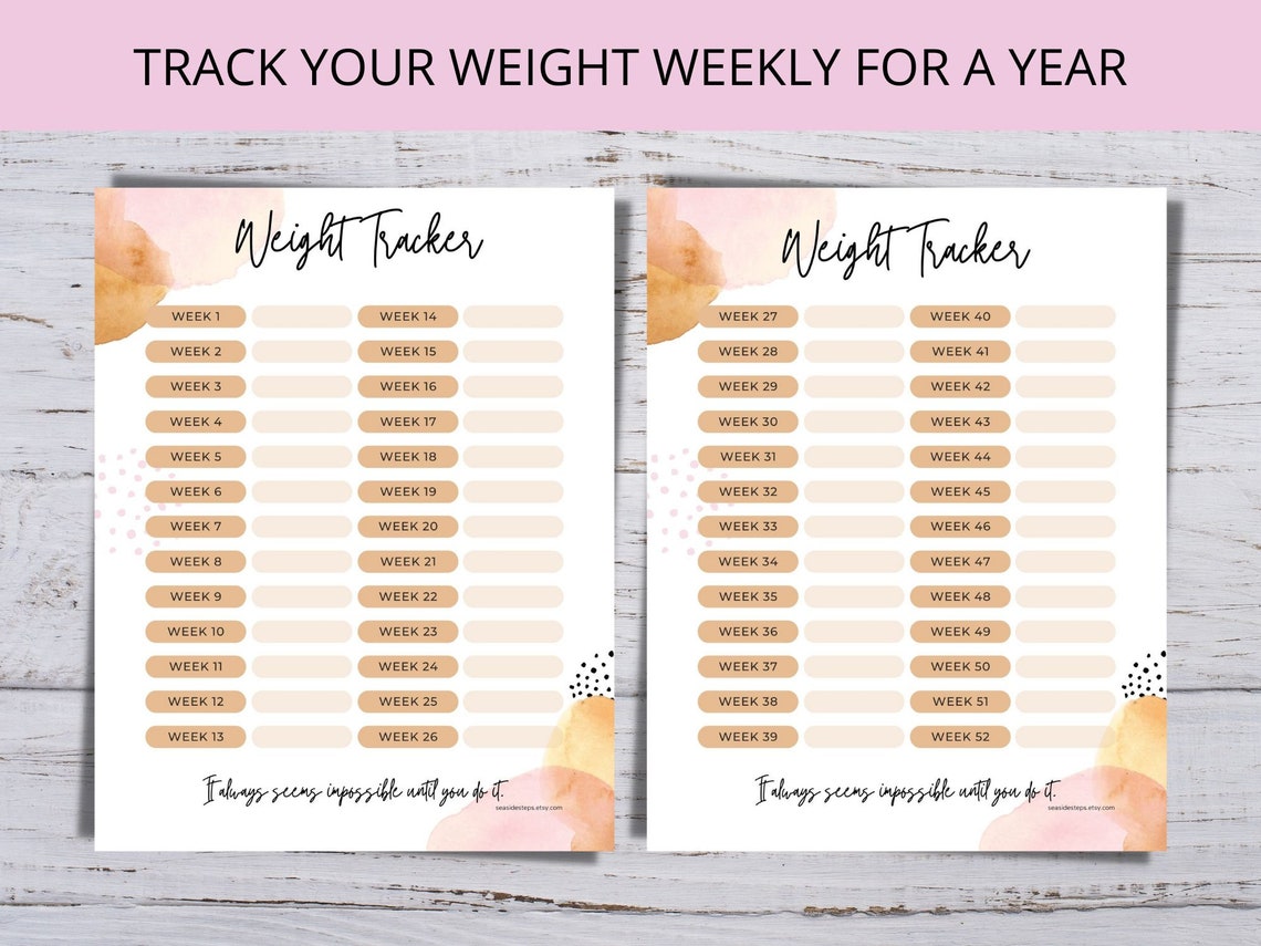 Printable Weight Loss Tracker Journal Digital Weight Loss - Etsy