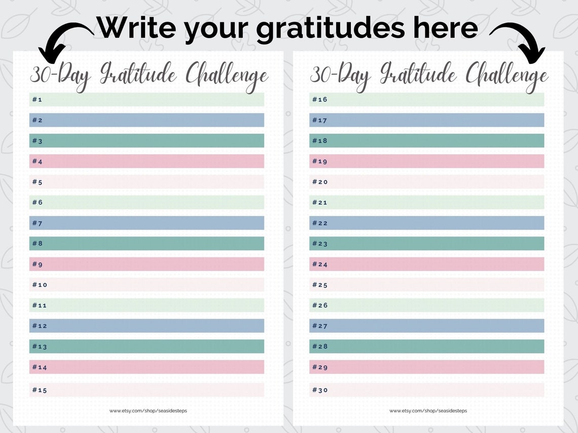 30-Day Gratitude Challenge Daily Gratitude Journal | Etsy