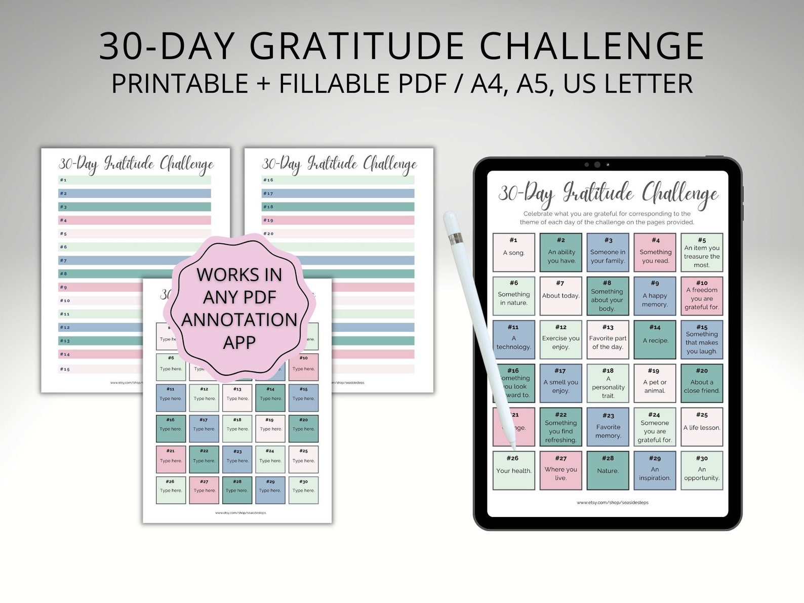 30-day Gratitude Challenge, Daily Gratitude Journal, Mindfulness ...