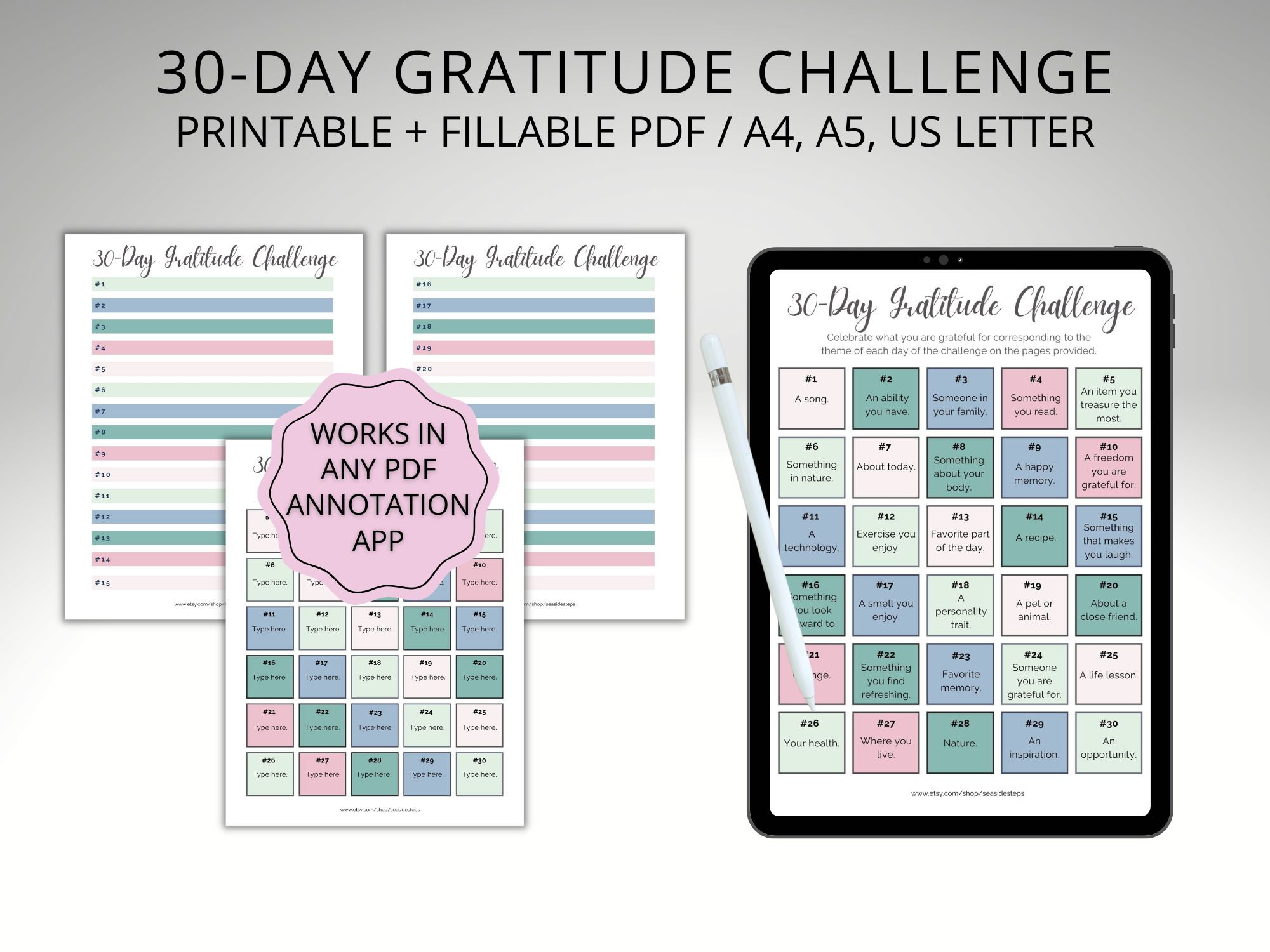30-day Gratitude Challenge, Daily Gratitude Journal, Mindfulness ...