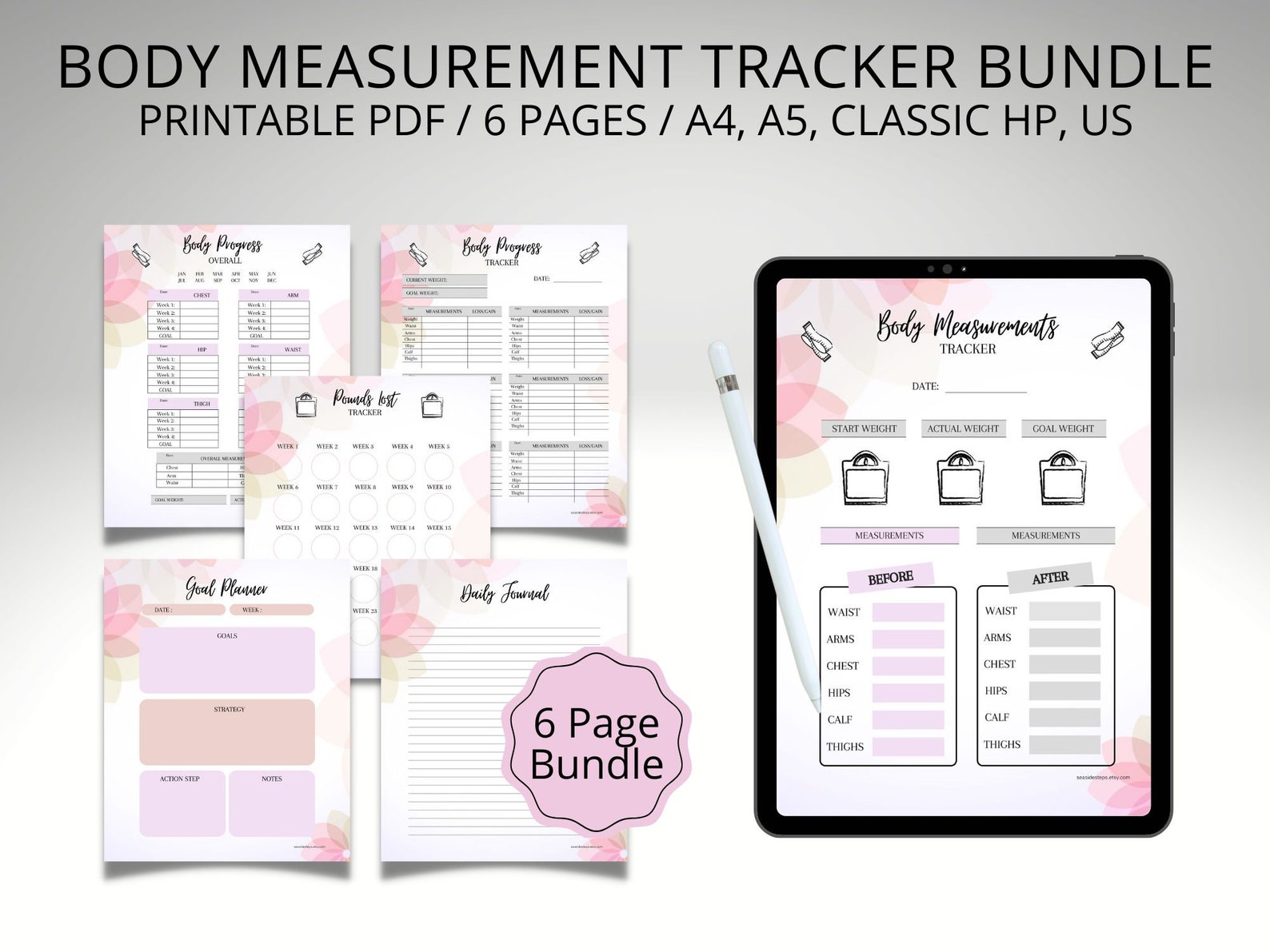 Body Measurement Tracker, Weight Loss Tracker, Body Progress Planner ...