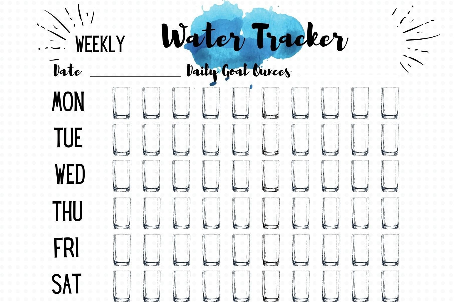 PRINTABLE Weekly Water Tracker Instant Download Hydration | Etsy