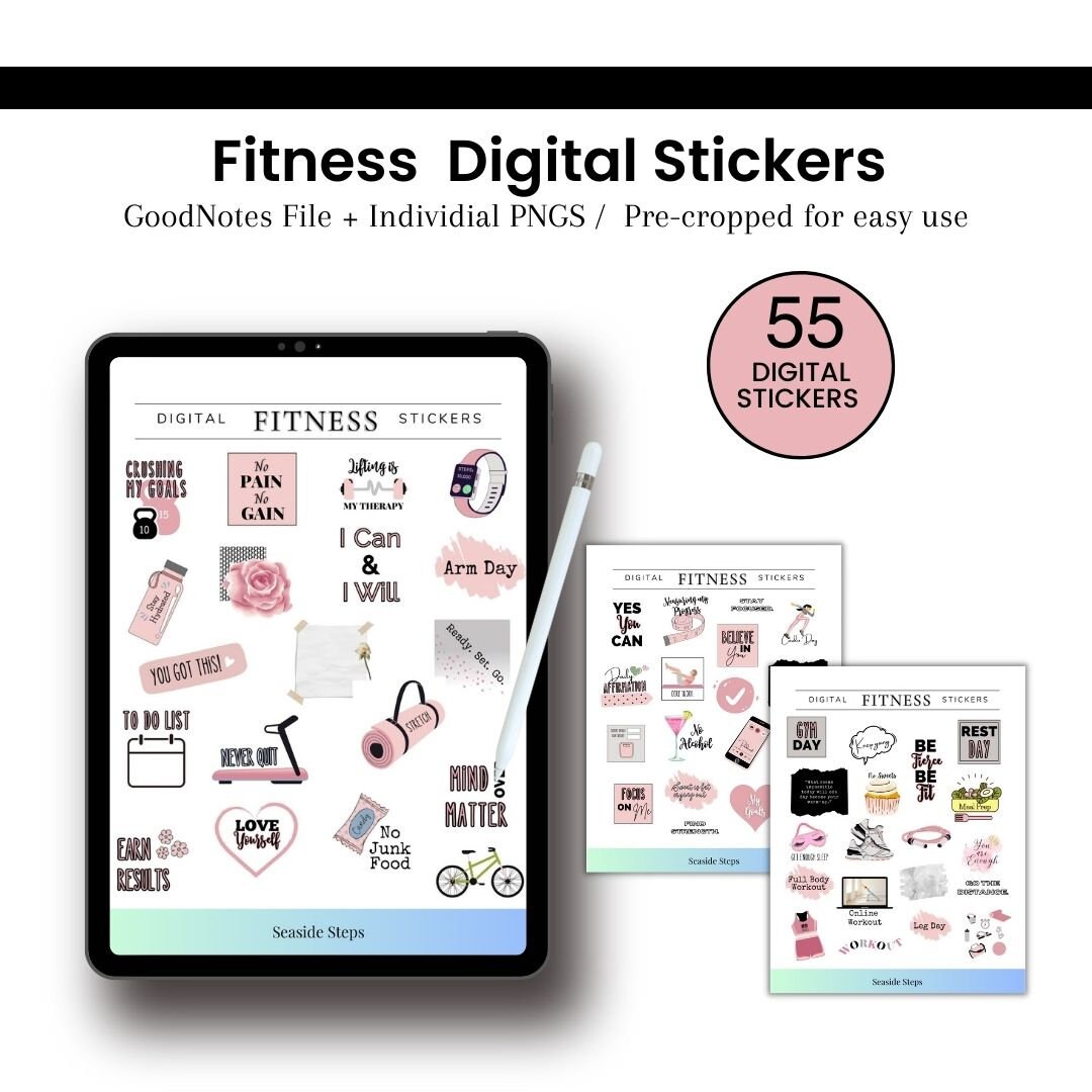 Goodnotes Fitness Stickers: Digital Planner Decorations (PNG) - Etsy