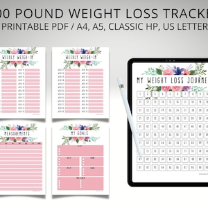Weight Loss Tracker, 100 Lbs Lost Printable, Digital Weight Loss ...