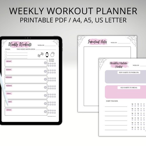 Weekly Workout Planner Printable Weekly Exercise Calendar - Etsy Canada