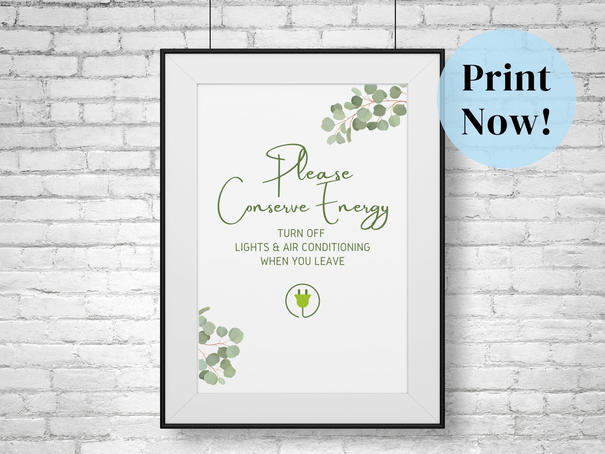 Please Turn off Lights Printable, Turn off Lights and A/C Sign, Airbnb ...