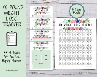 Weight Loss Tracker 100 Lbs Lost Printable Digital Weight | Etsy