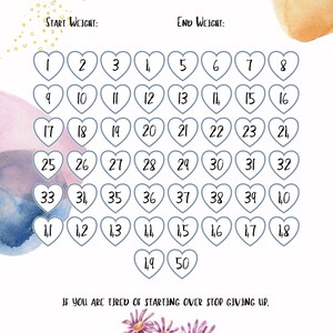 Weight Loss Tracker Printable 50 lbs Digital Weight Loss | Etsy
