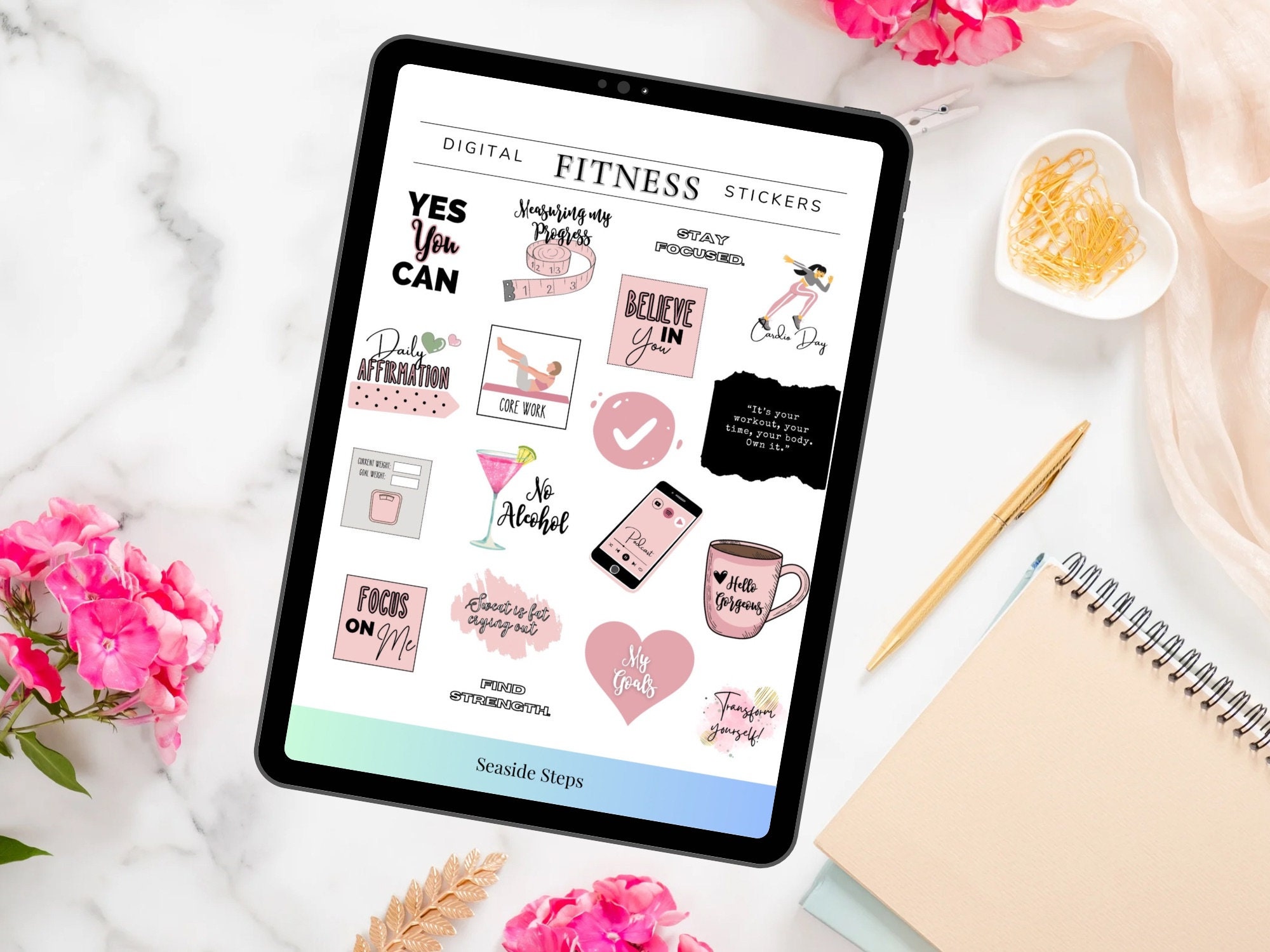 Digital Fitness Stickers for Goodnotes - Etsy