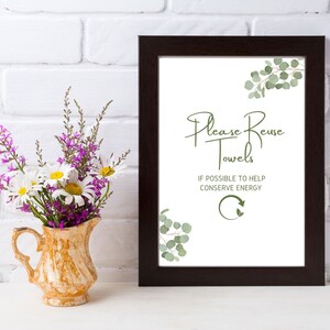 Reuse Towels Printable Sign, Airbnb Host Template, Vacation Rental Sign ...